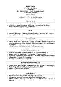 CV Myriam GREFF 2020 et Publications | Kintsugi by Myriam GREFF