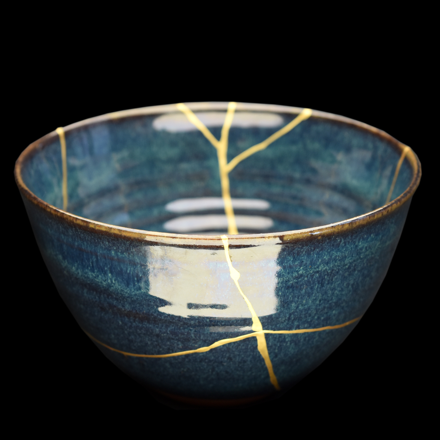 Bol bleu canard creuse 1 LD | Kintsugi by Myriam GREFF